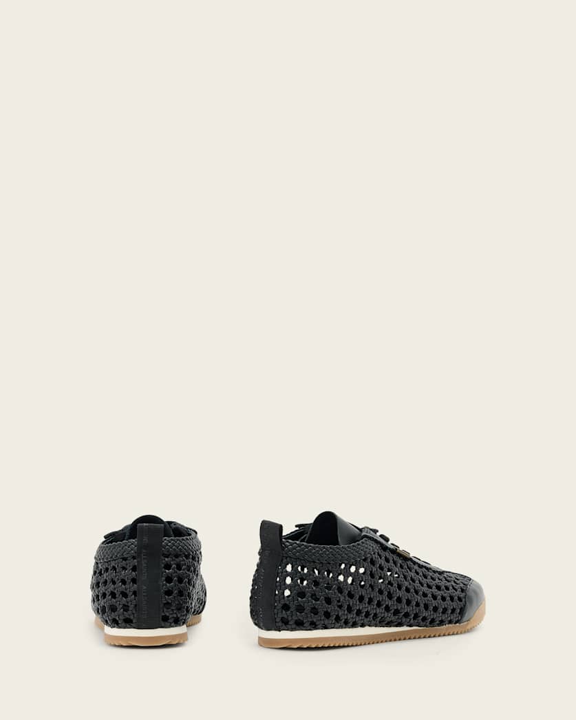 Kenny Woven Leather Trainers Black | ALLSAINTS Canada